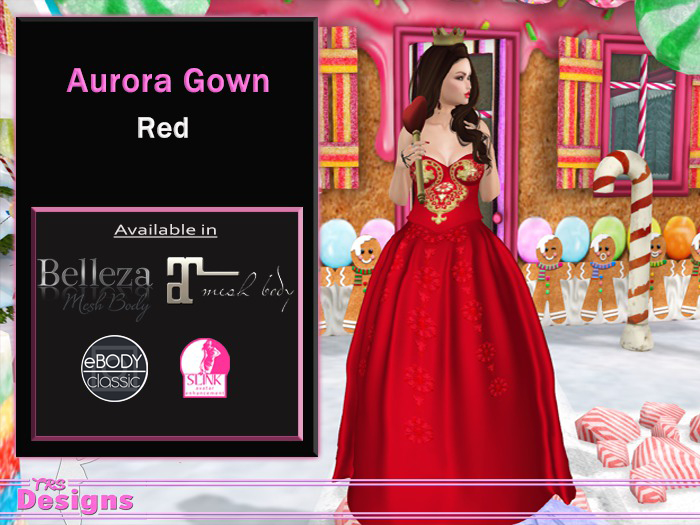 Second Life Marketplace Aurora Gown Red